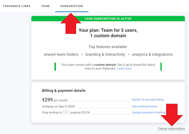 How can I cancel/reactivate my subscription? | FlippingBook